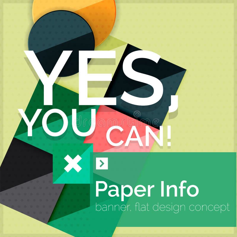 Flat Design Square Banner with Slogan Stock Vector - Illustration of ...