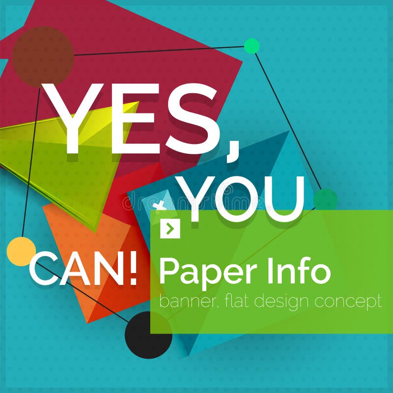 Flat Design Square Banner with Slogan Stock Vector - Illustration of ...