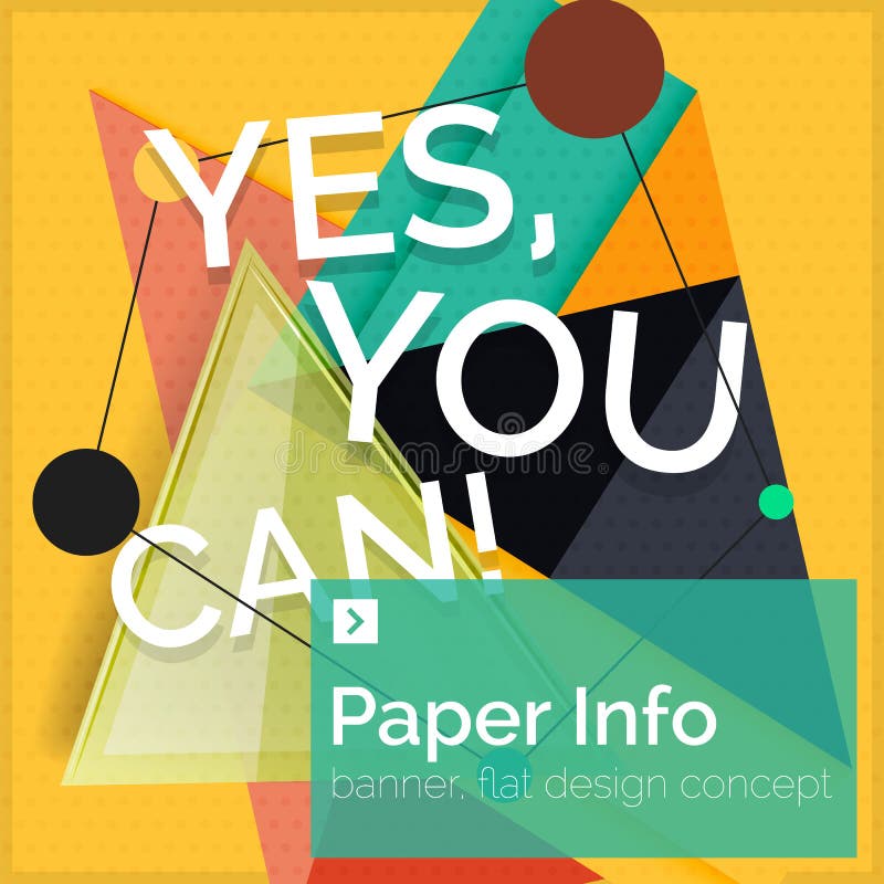 Flat Design Square Banner with Slogan Stock Vector - Illustration of ...