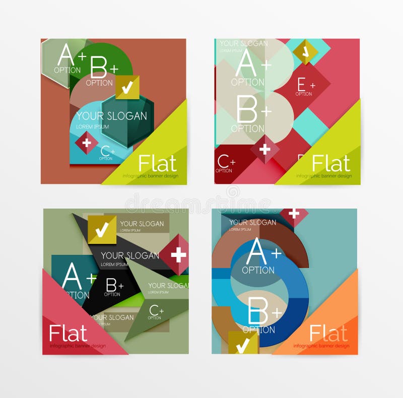 Flat Design Square Shape Infographic Banner Stock Vector - Illustration ...