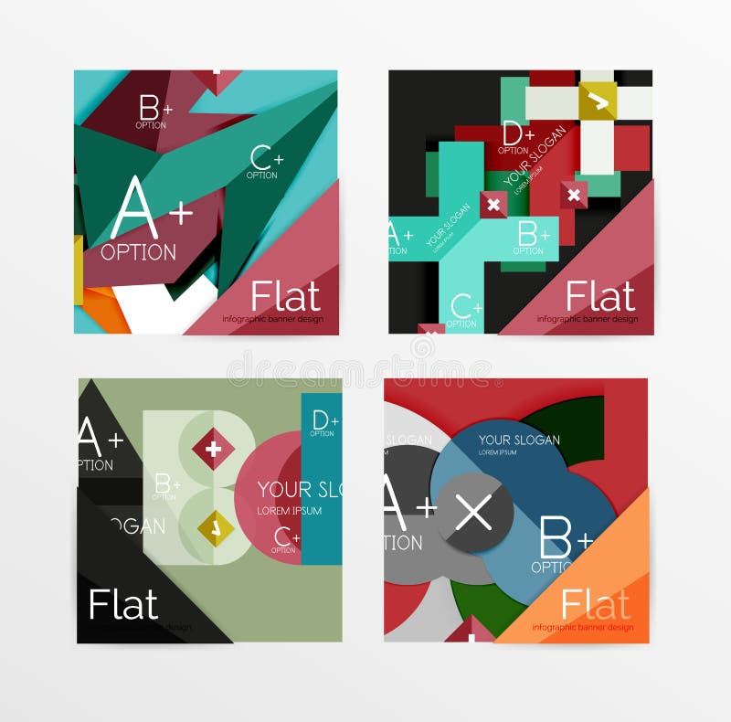 Flat Design Square Shape Infographic Banner Stock Vector - Illustration ...