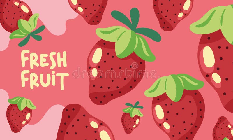 Flat Design Strawberry Background for Your Project. Stock Vector ...