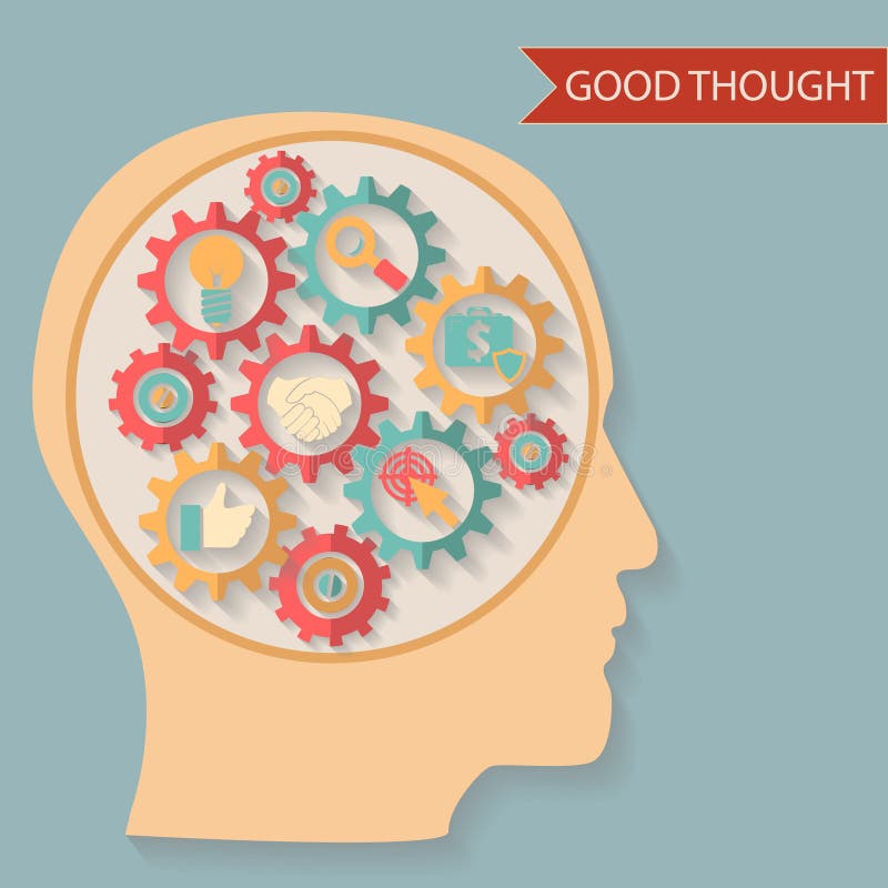 Flat Design Style Businessman Head Thought Idea Stock Vector ...