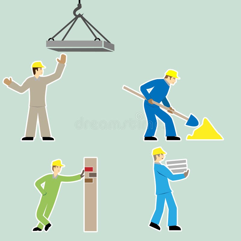 Flat Design Style Cartoon Worker Icons Set Vector Stock Vector ...