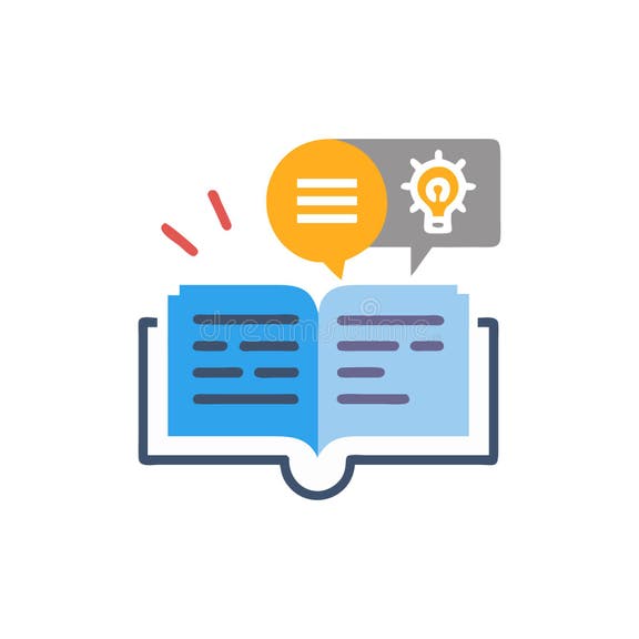 Open Book Graphic with Ideas and Conversation Bubbles Above Stock Image ...