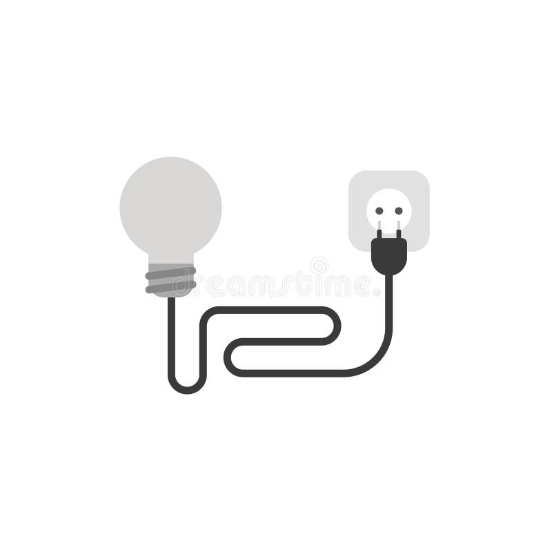 Wire Plug And Light Bulb Flat Icon. Vector Illustration Stock ...