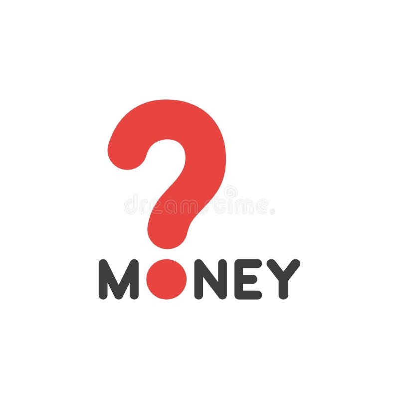 Flat Design Style Vector Concept of Money Text with Question Mar Stock ...