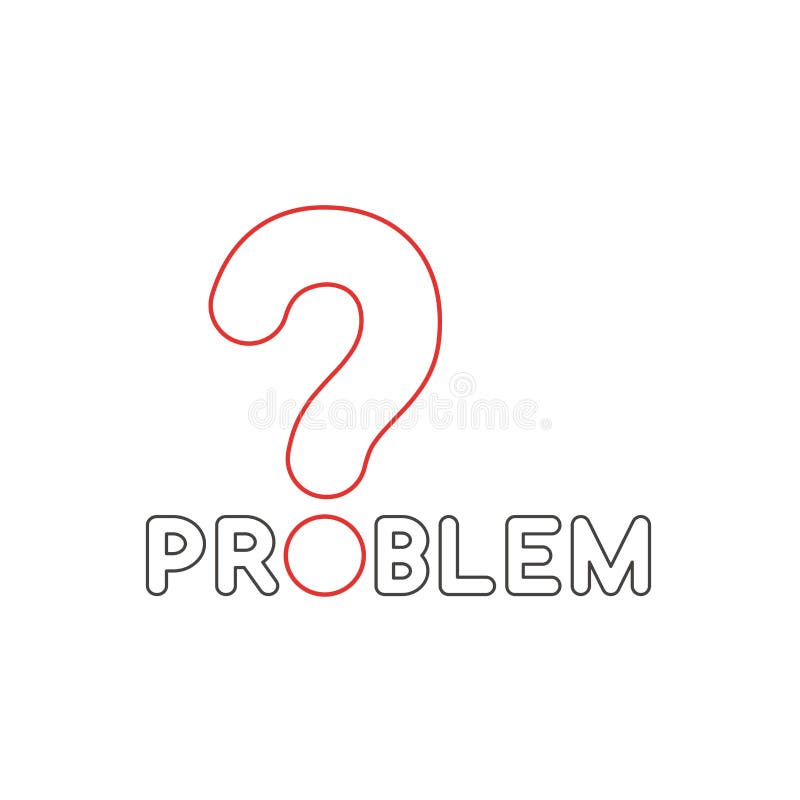 Flat Design Style Vector Concept of Problem Text with Question Mark on ...