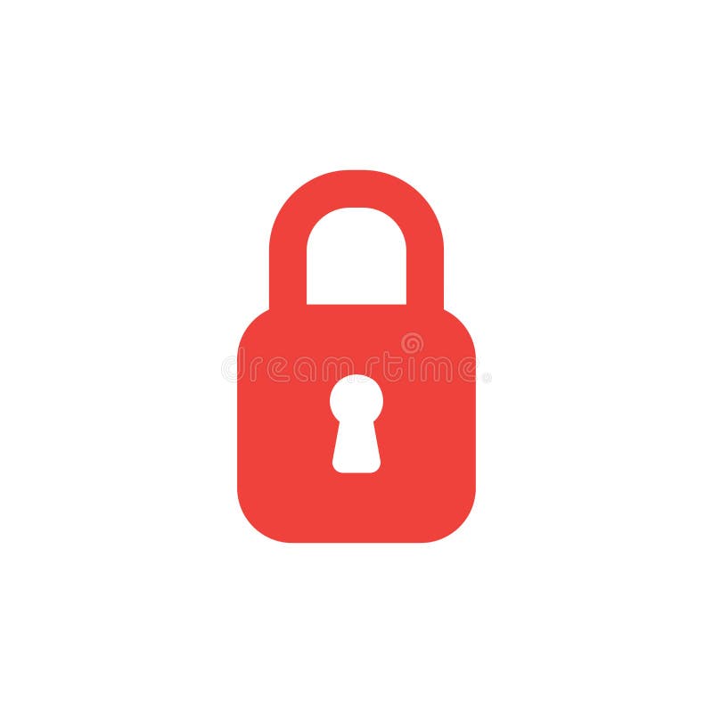 Flat Design Style Vector Concept of Red Closed Padlock Icon on W Stock ...