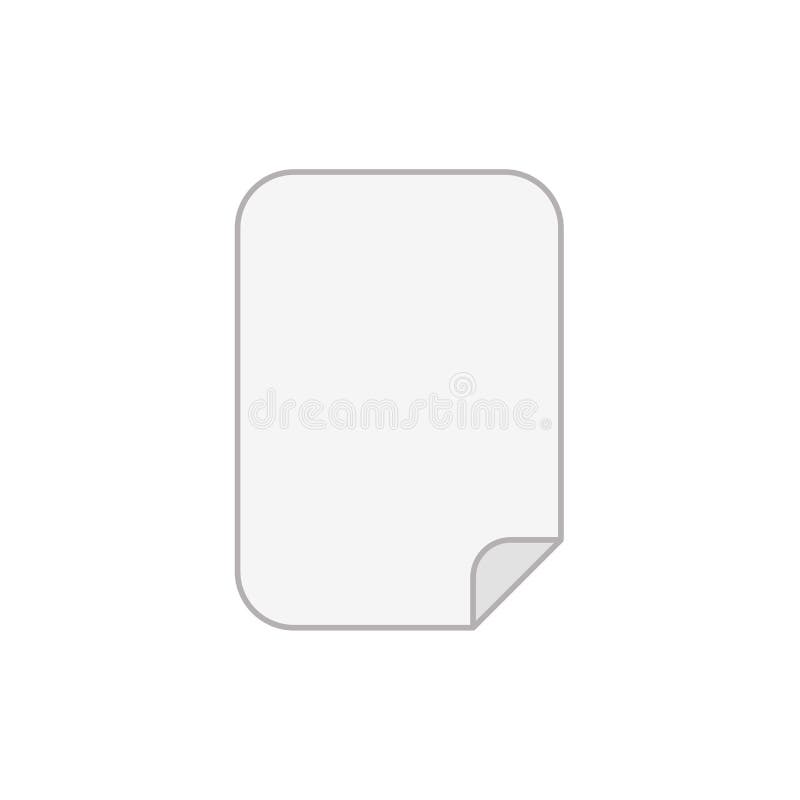 Flat Design Style Vector of Blank Paper Icon on White. Colored Outlines ...