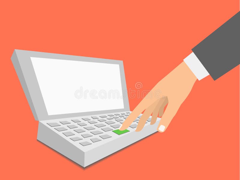 Flat Design Style Vector Illustration. the Hand Presses the Red Stock ...