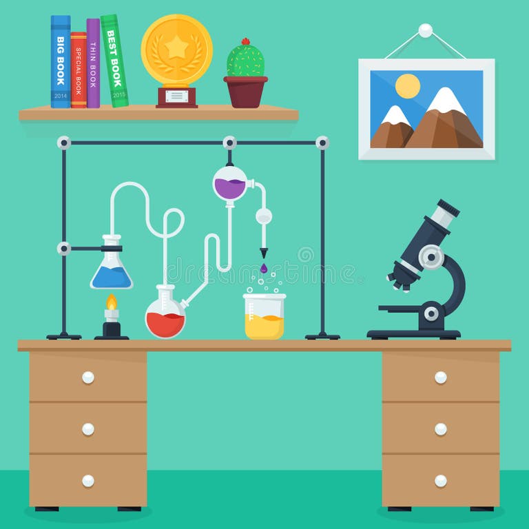 Laboratory Workspace Flat Style Lab Stock Illustrations – 99 Laboratory ...