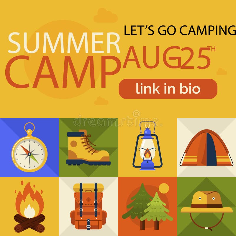 Flat Design Summer Camp Post Vector Illustration Stock Vector ...
