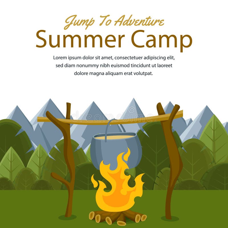 Flat Design Summer Camp Template Vector Illustration Stock Vector ...