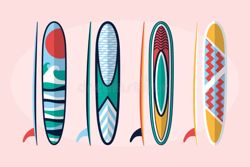 Flat Design Sup Board Set Vector Illustration. Stock Vector ...