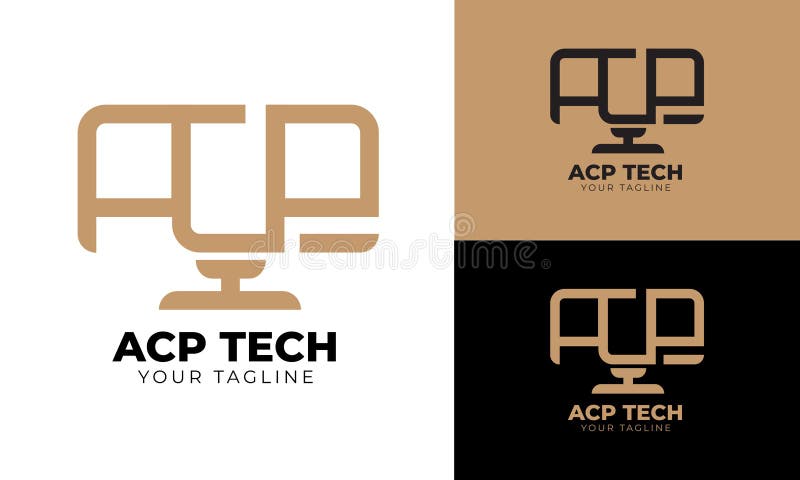 Flat Design Technology and Computer Line Logo Template Stock Vector ...