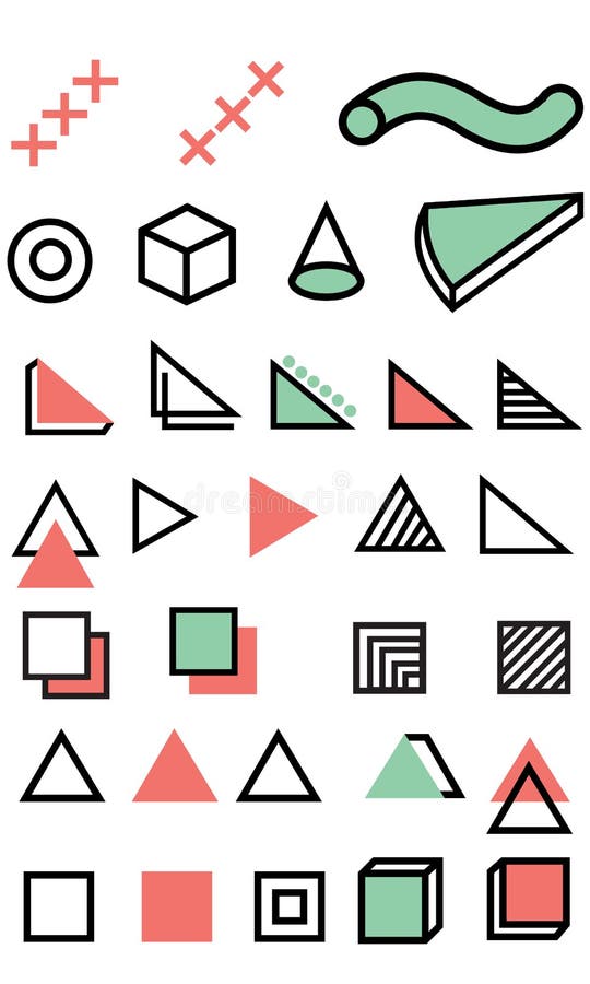 Flat Design Template of a Collection of Memphis Theme Design Bundles ...