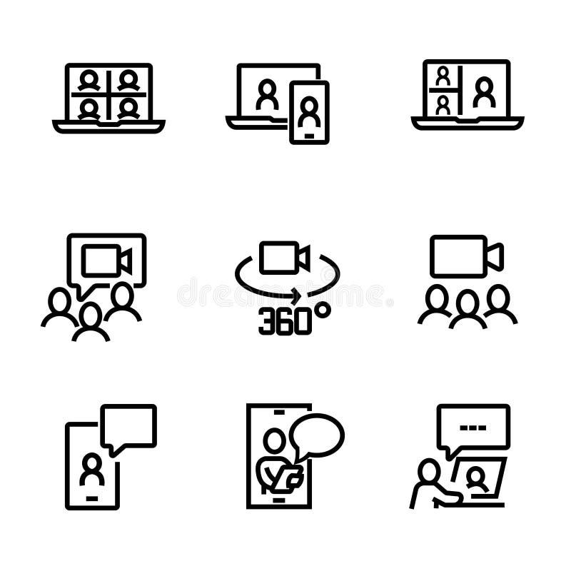 Flat Design Template Virtual Meets an Icon. Monoline Drawing Style ...