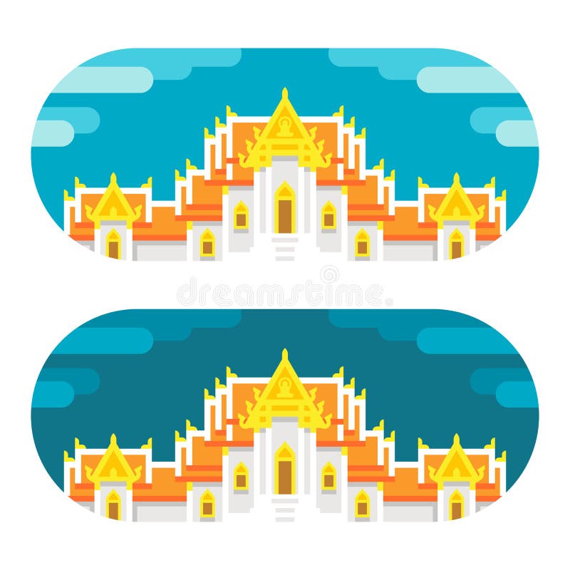 Flat design thai temple stock vector. Illustration of gold - 74136388