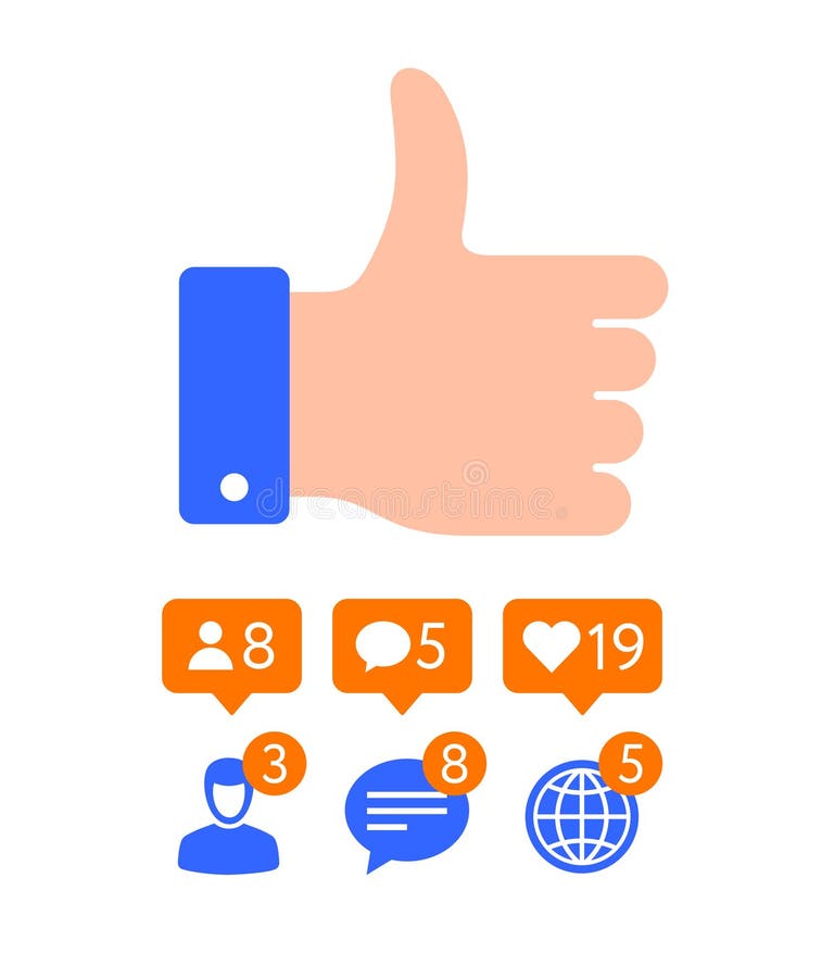 Flat Design Thumb Like Icon Set Stock Illustration - Illustration of ...