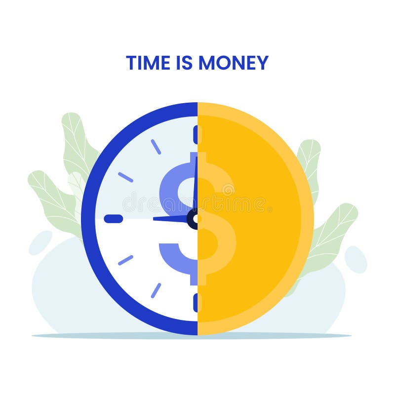 Time is Money Concept. Businesswoman with Clock and Coin Stock Vector ...