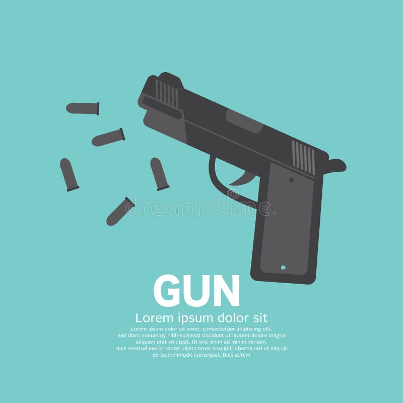 Flat Design Top View Handgun and Bullet Vector Stock Vector ...