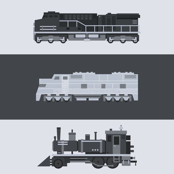 Flat Design of Train Locomotive Set Stock Vector - Illustration of ...