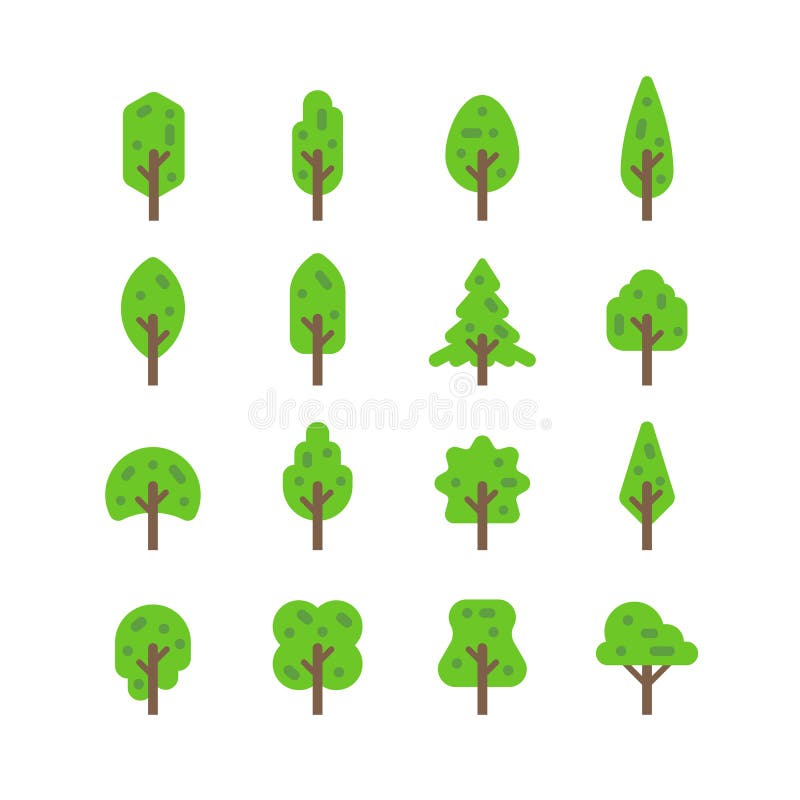 Flat design tree set stock illustration. Illustration of season - 94302477