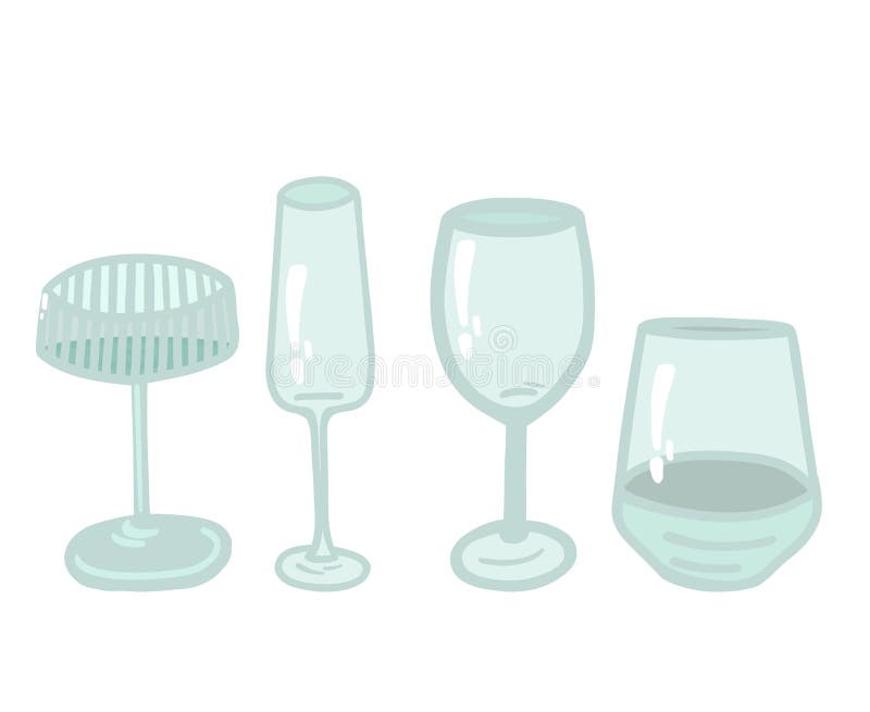 Flat Design Types of Glasses Set Stock Vector - Illustration of ...