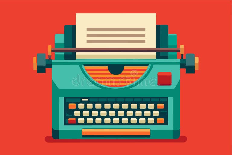 A Flat Design Typewriter with Customizable Features is Placed Against a ...