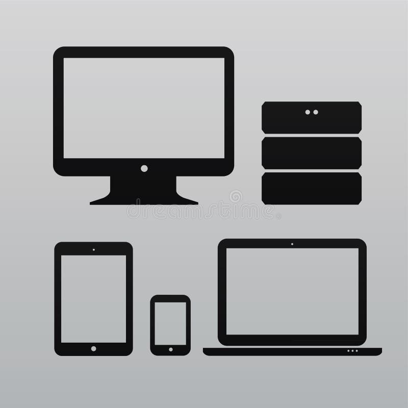 Flat Design Ui Device Icons Collections on Light Stock Vector ...
