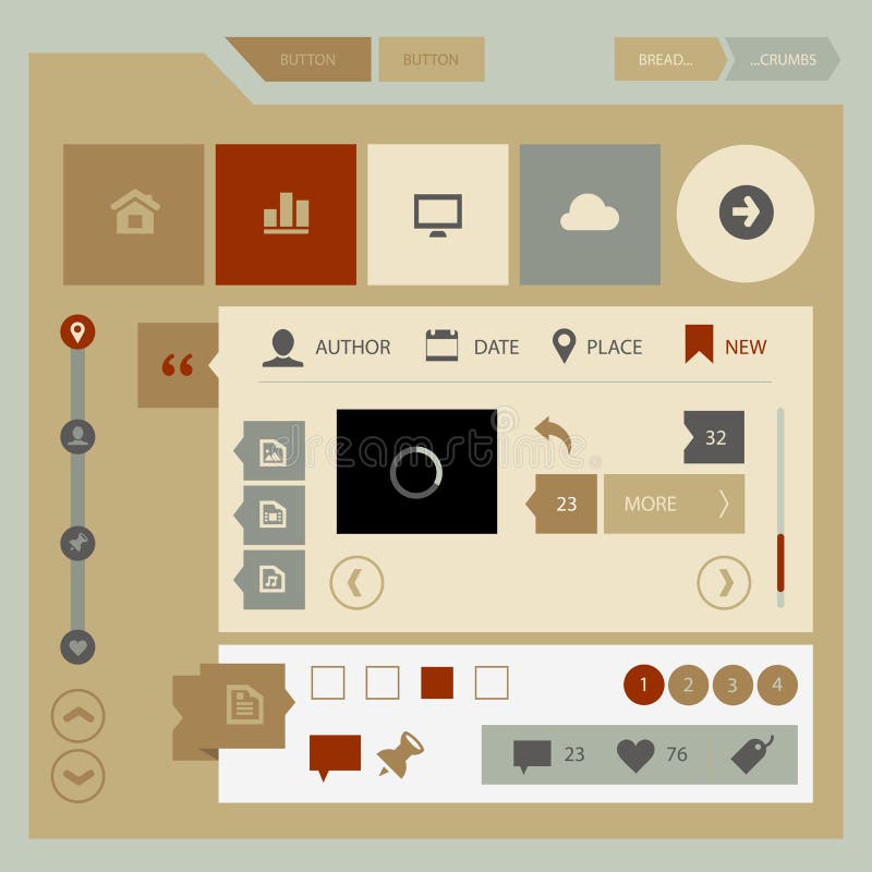 Flat design UI UX kit stock illustration. Illustration of button - 53908339