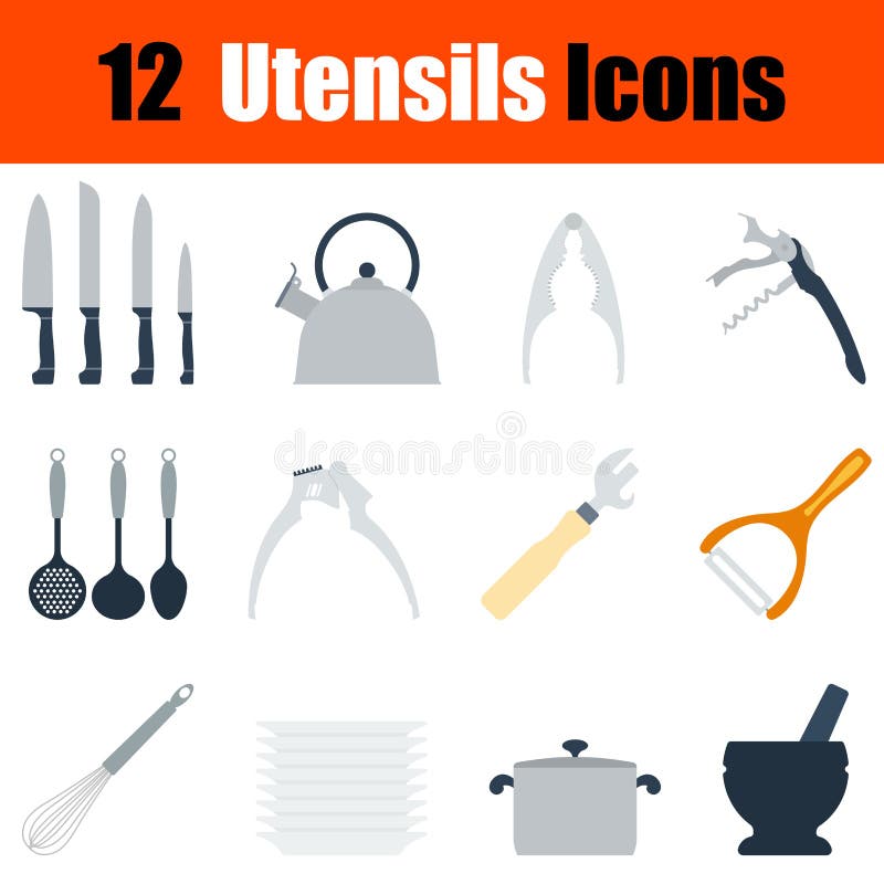 Utensils icon set. stock illustration. Illustration of collection ...