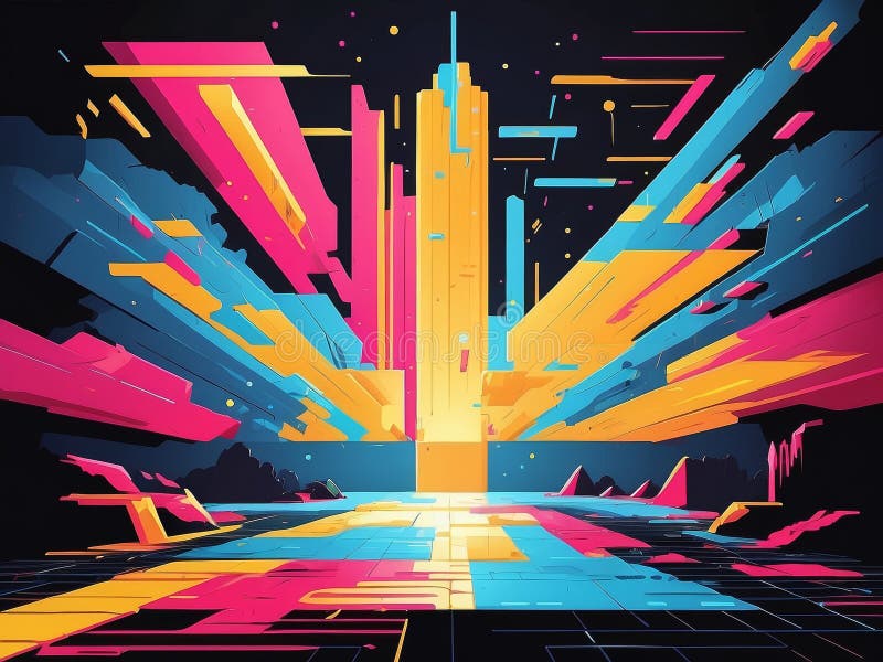 Flat Design Vector of Abstract Retro Arcade Game Screen in Pixel Style ...