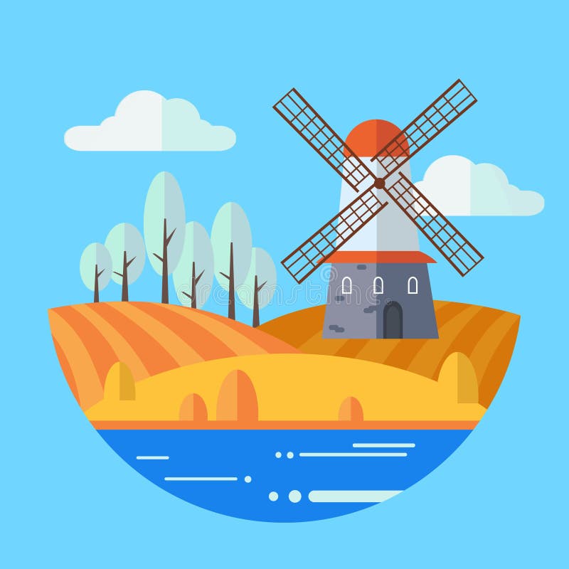 Flat Design Vector Concept of Farm Landscape Stock Vector ...