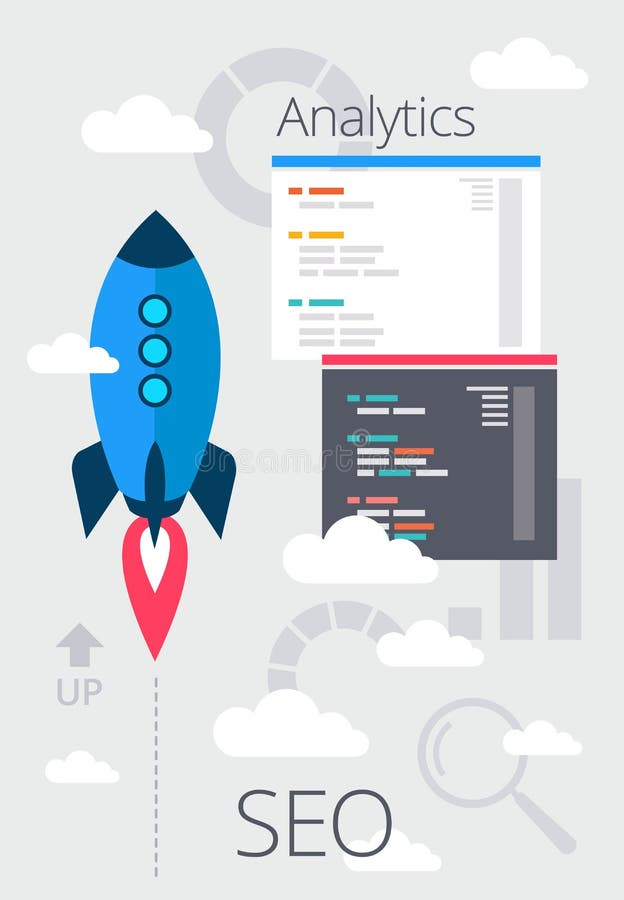 Flat Design Vector Concept of SEO Stock Vector - Illustration of ...