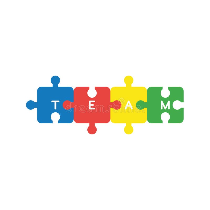 Flat Design Vector Concept of Team Word Written Four Jigsaw Puzzle ... Flat Design Vector Concept of Team Word Written Four Jigsaw Puzzle ...