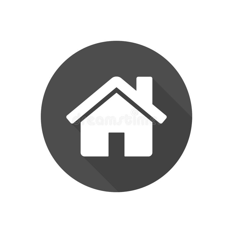 Flat Design Vector Home Icon, Gray and White Shape Circle Button. House ...