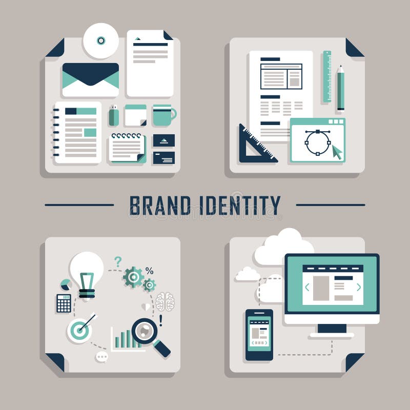 Flat Design Vector Icons for Brand Identity Stock Vector - Illustration ...