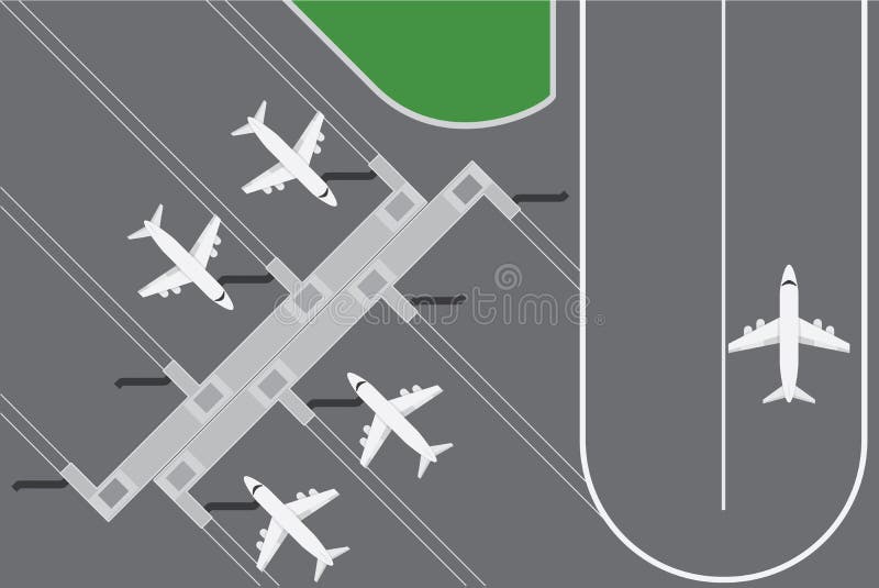 Flat Design Vector Illustration of Airport Buildingwith Plans Terminal ...