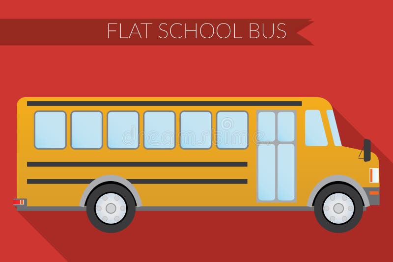 Flat Design Vector Illustration of School Building and Parked School ...