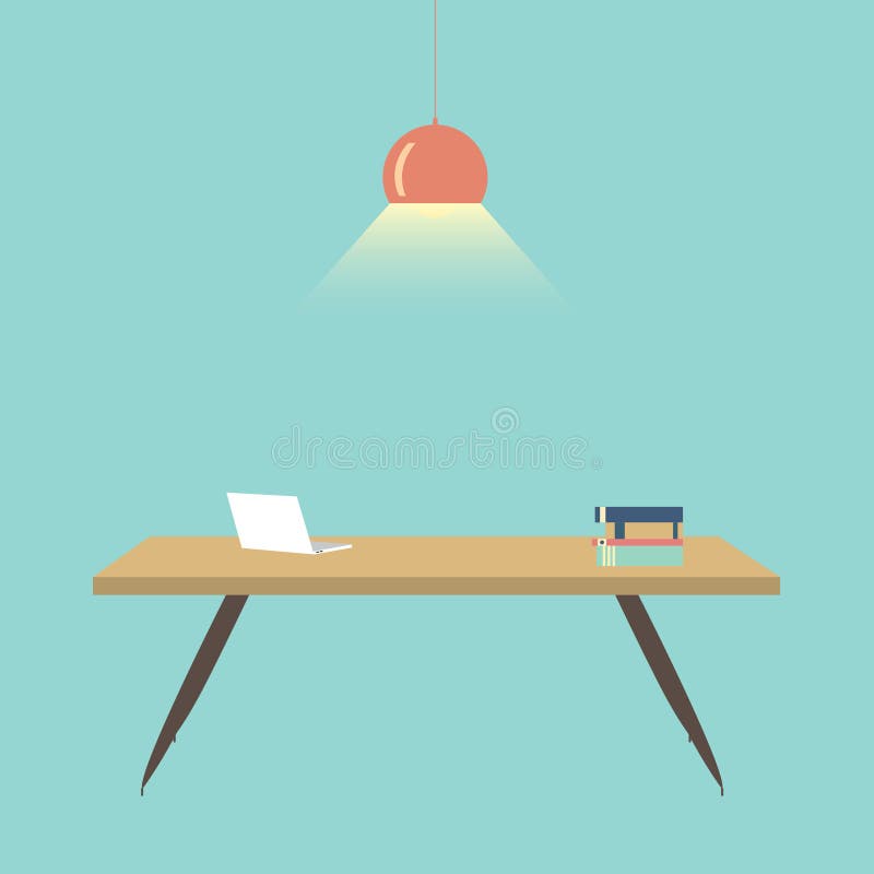 Flat Design Vector Illustration of Computer Desk, Workplace Stock ...