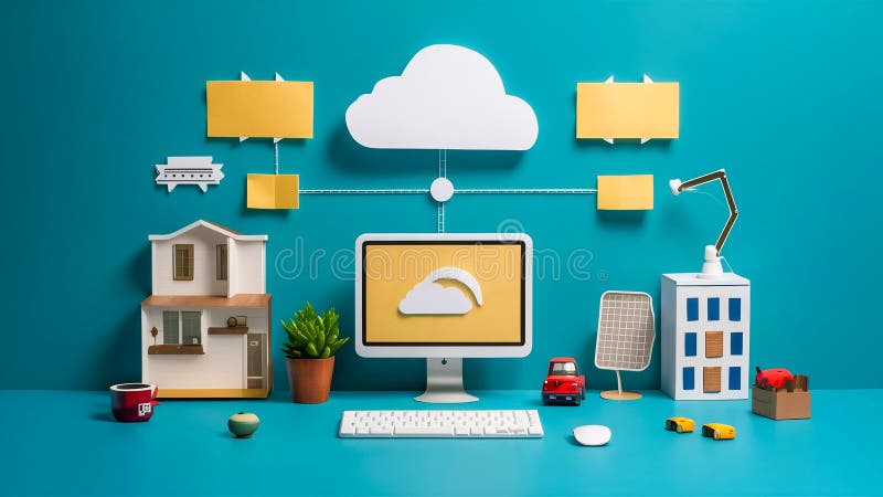 Flat Design Vector Illustration Concept of Computer and Connected ...