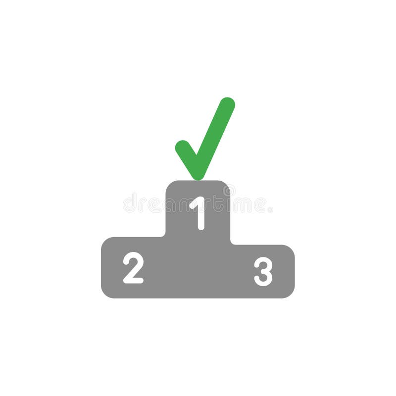 Flat Design Vector Concept of Check Mark on Podium and First Place ...