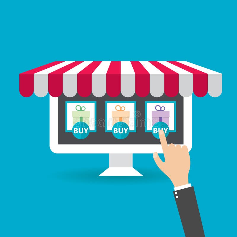 Flat Design Vector Illustration Concept of Online Shop Stock Vector ...
