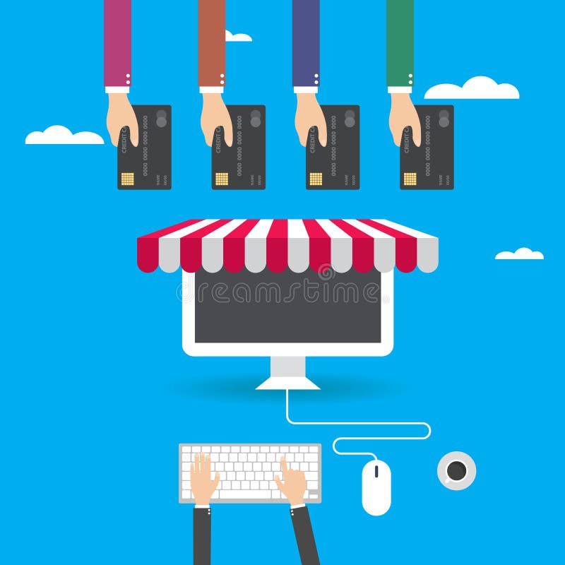 Flat Design Vector Illustration Concept of Online Shop Stock Vector ...