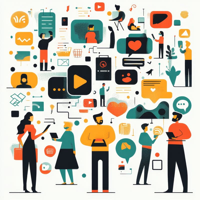 Flat Design Vector Illustration Concept of Social Media and ...