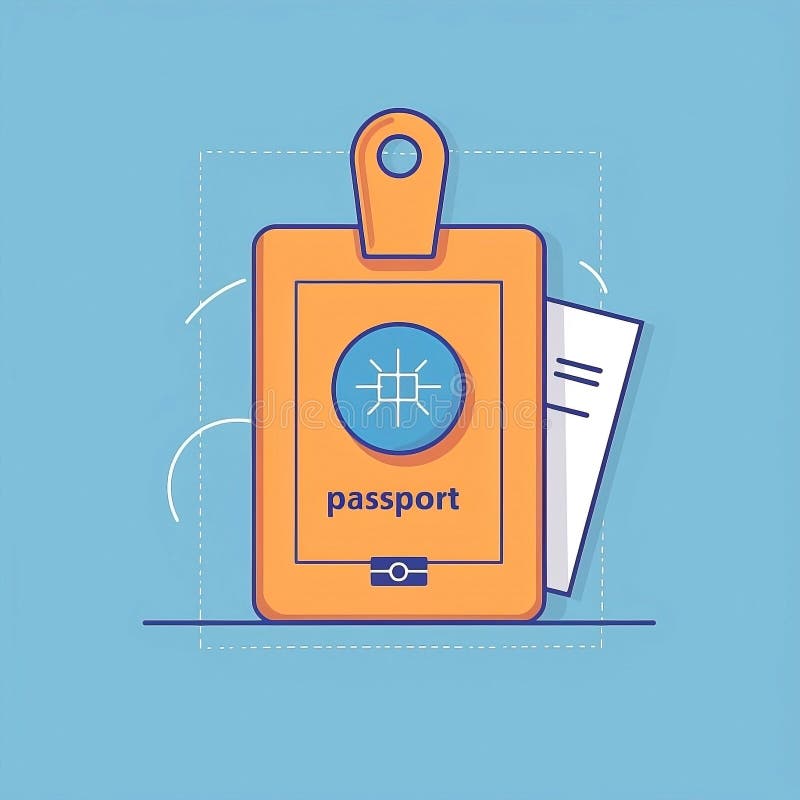 Flat Design Vector Illustration of Passport and Documents on Blue ...