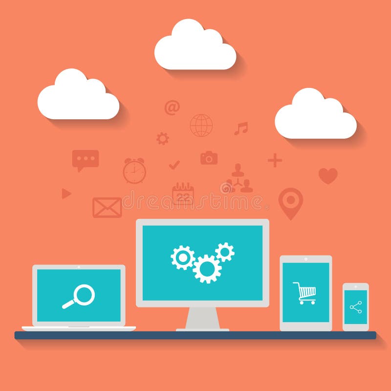 Desktop Computer, Laptop, Tablet and Smartphone with Update Screen ...