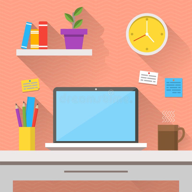 Flat Design Vector Illustration of Modern Office Interior. Creative ...